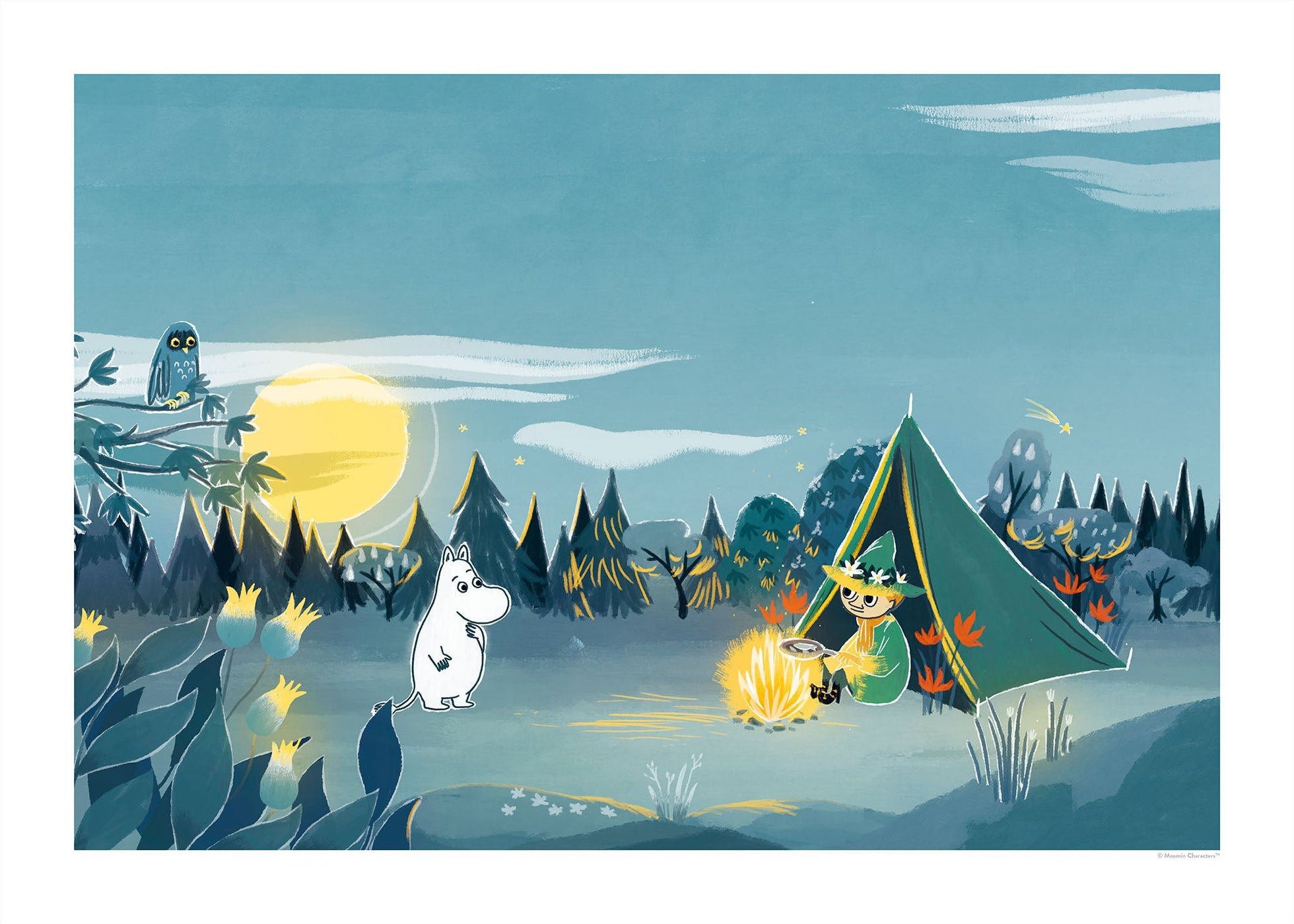 Snufkins Campfire Moomin Poster, Tove Janssons Moomin stories wall ...